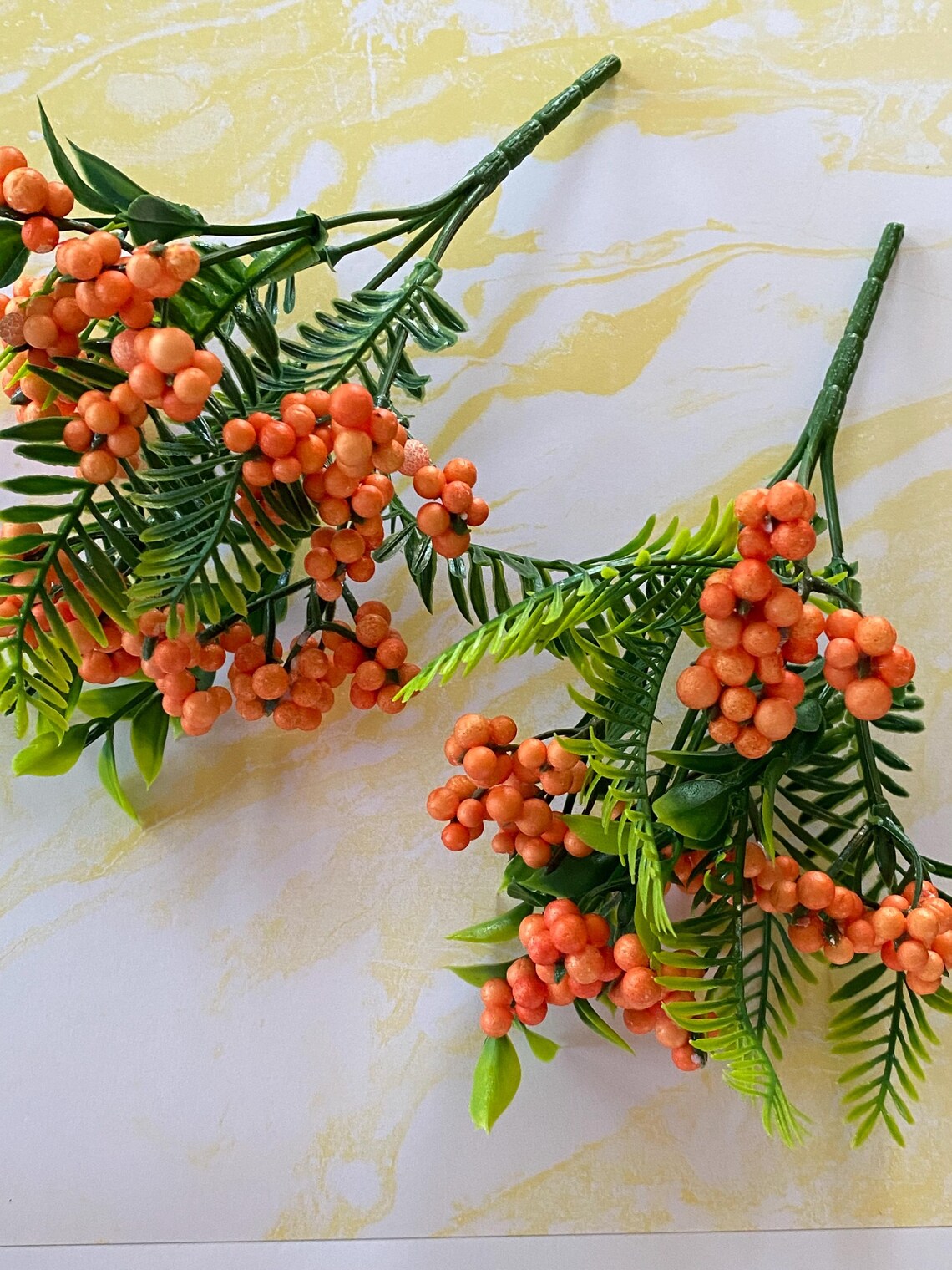 Orange Foam Berries With Greenery, Fake Berries,floral Filler Berry ...