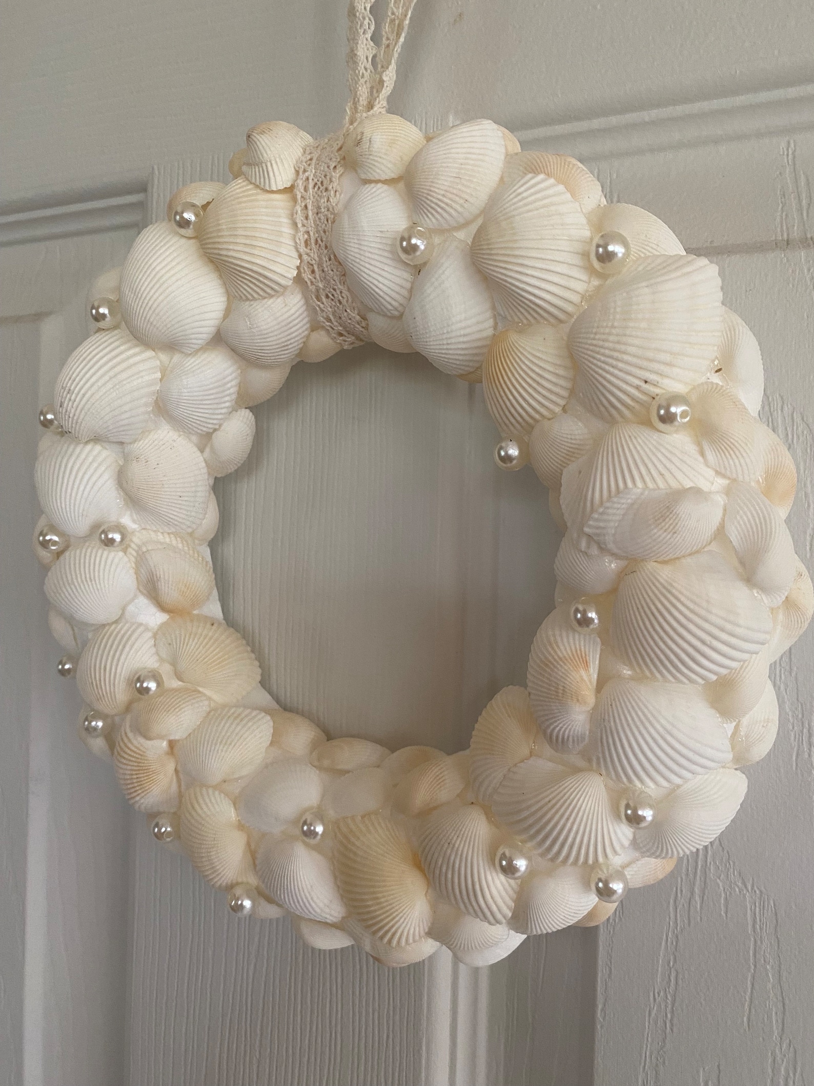 White/ivory Shell Wreath for Beach Wedding Anniversary and Birthday ...