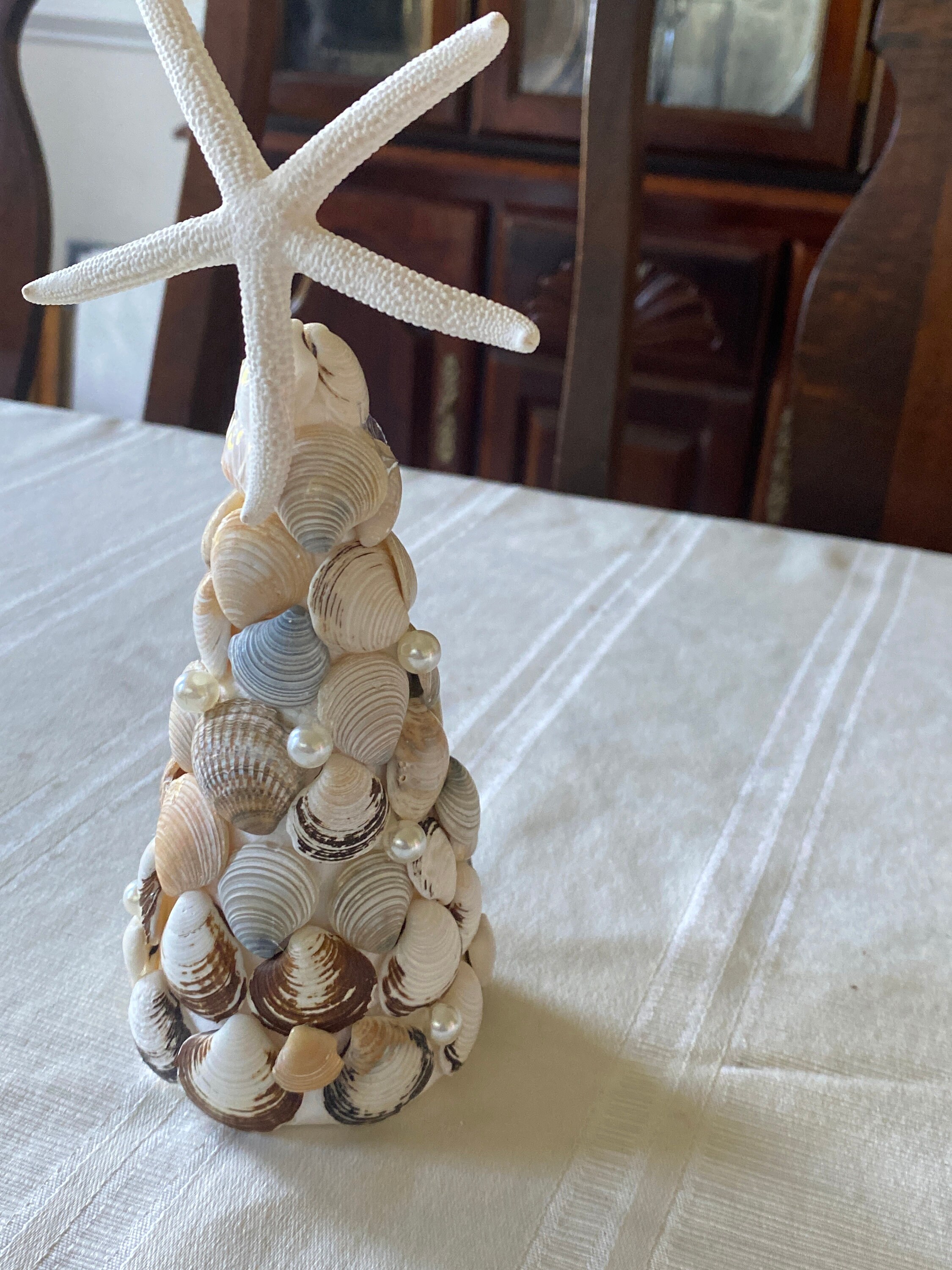 Sea Shell Trees 6 In. and 7 in With Starfish Topper, Coastal Decor ...
