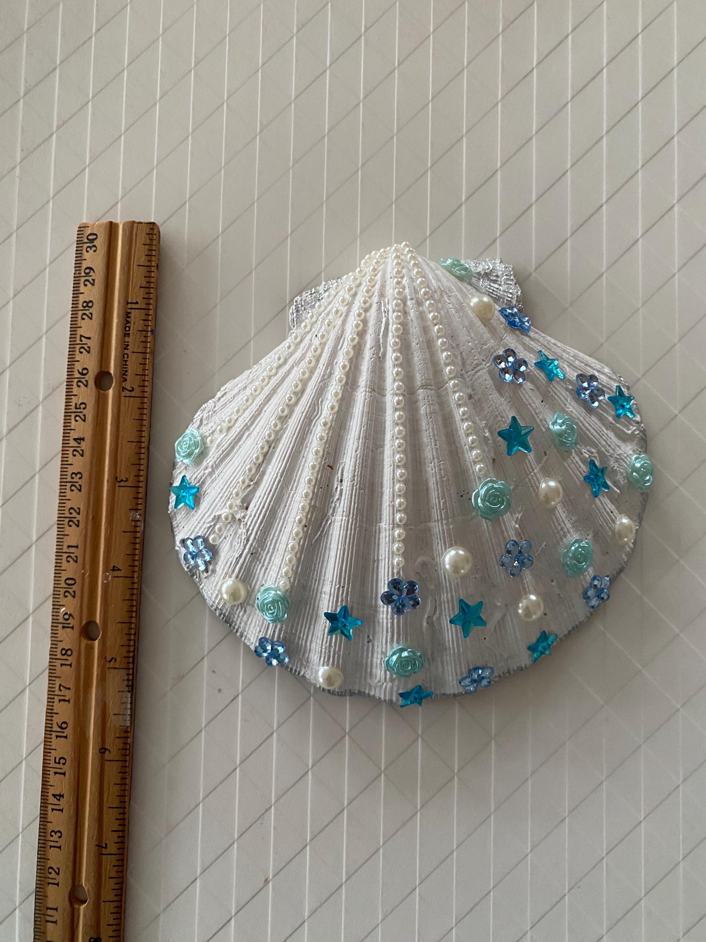 Decorated Scallop Shell: Coastal Wedding Centerpiece, Party Favors (5 ...