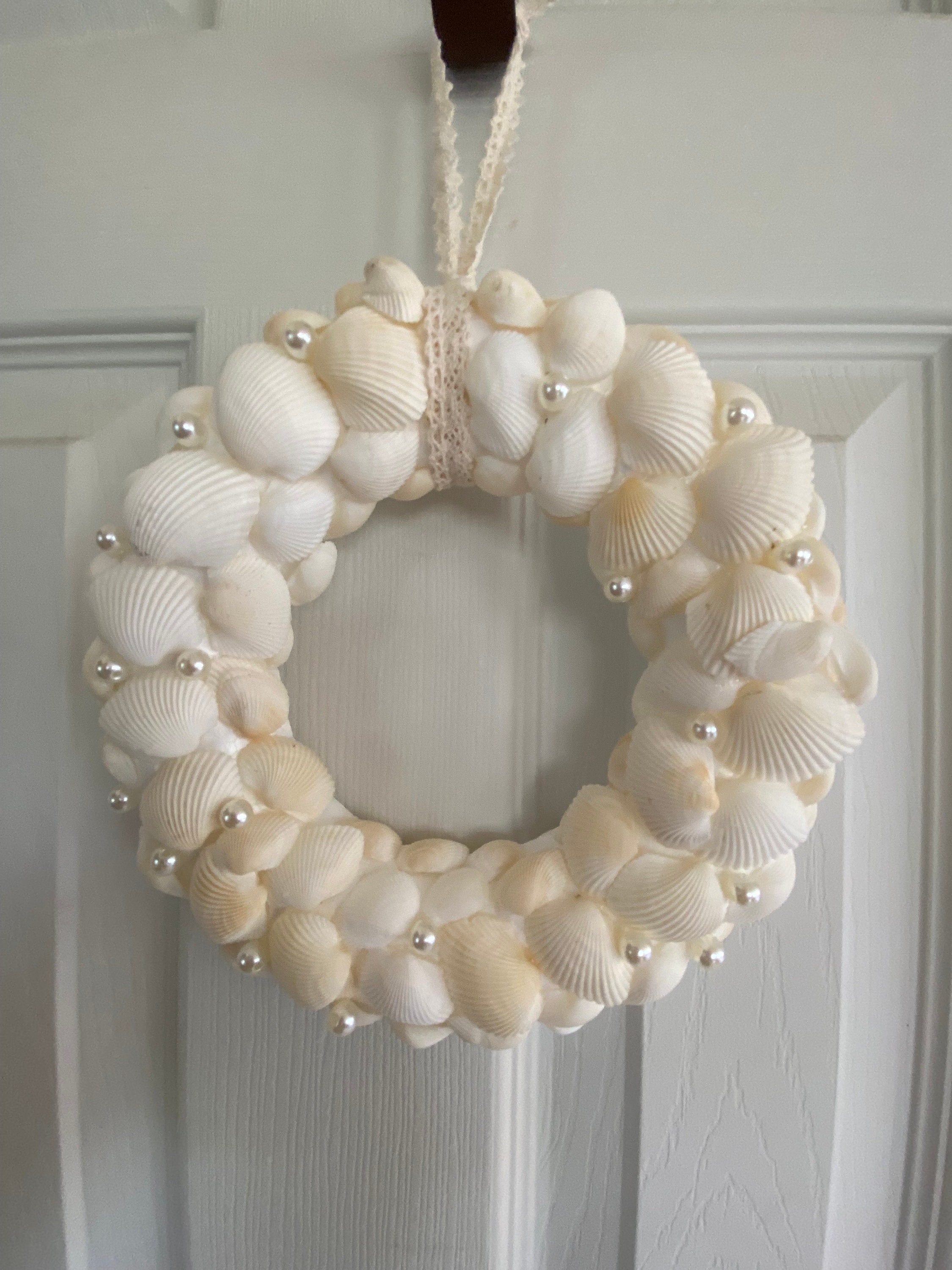 White/ivory Shell Wreath for Beach Wedding Anniversary and Birthday ...
