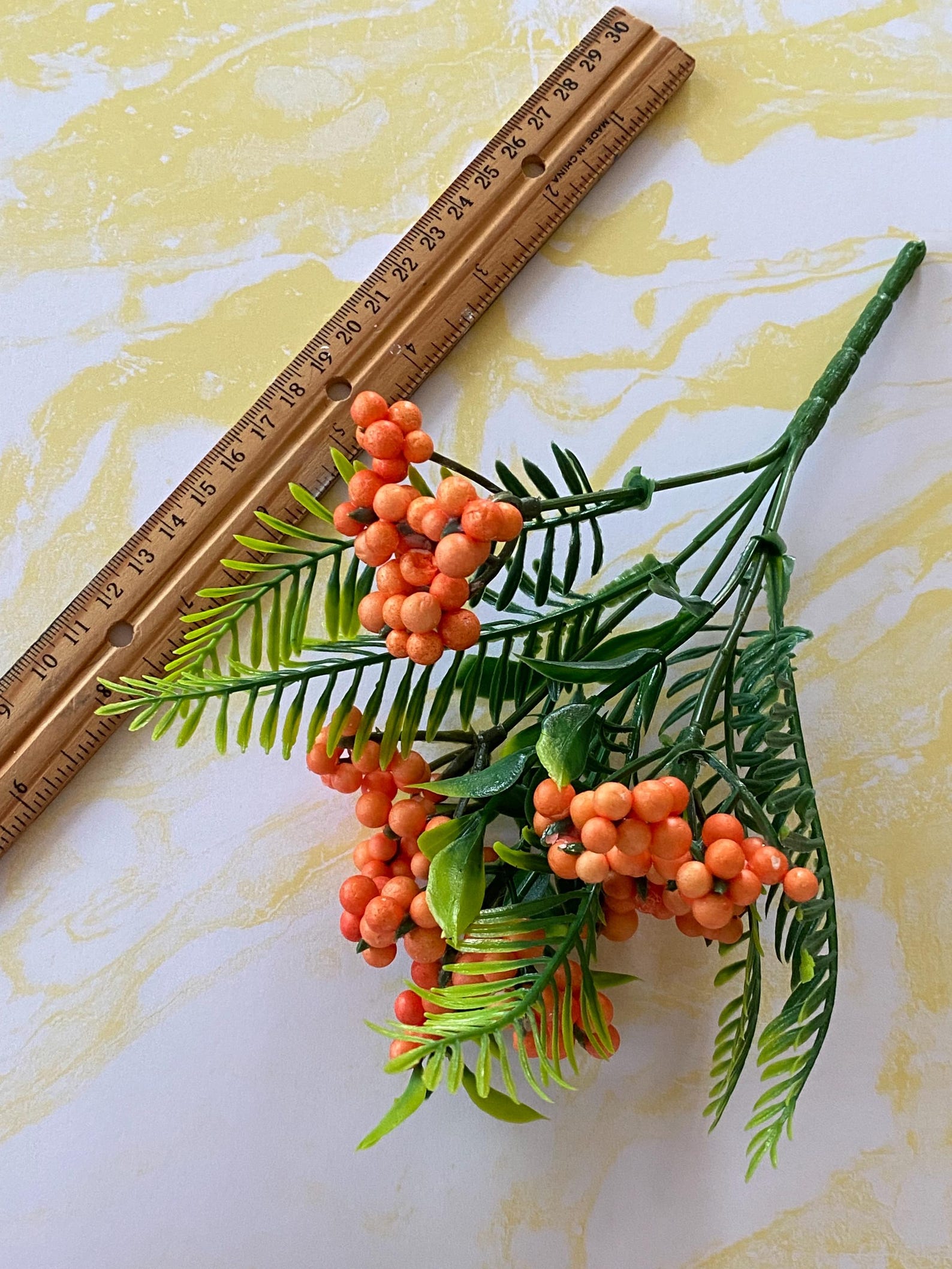Orange Foam Berries With Greenery, Fake Berries,floral Filler Berry ...