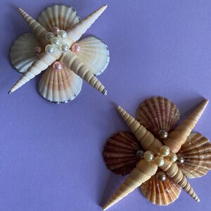 Handcrafted Turretella and Scallop Shell Ornament With Pearl Accents ...
