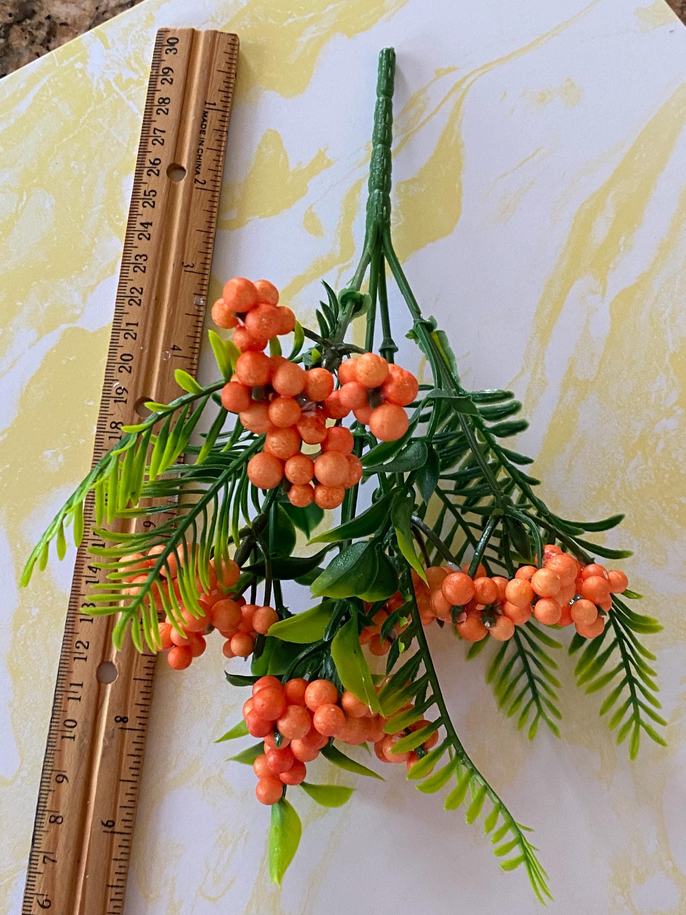 Orange Foam Berries With Greenery, Fake Berries,floral Filler Berry ...