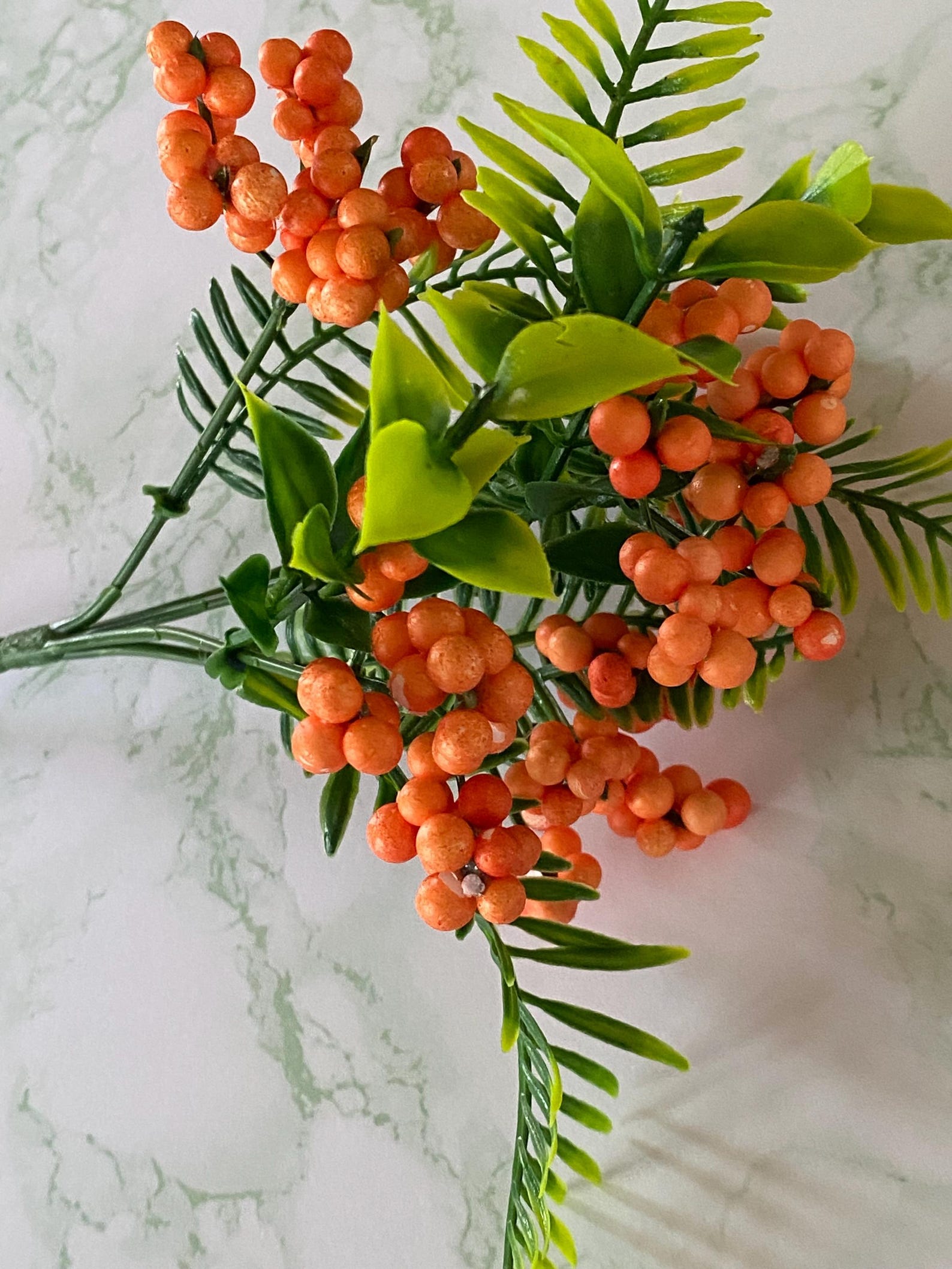 Orange Foam Berries With Greenery, Fake Berries,floral Filler Berry ...