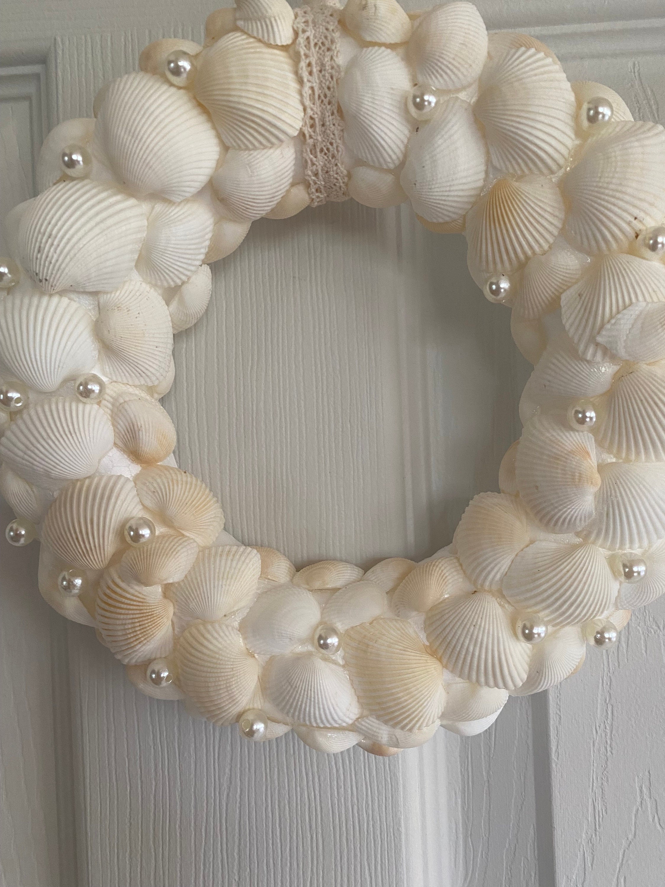 White/ivory Shell Wreath for Beach Wedding Anniversary and Birthday ...