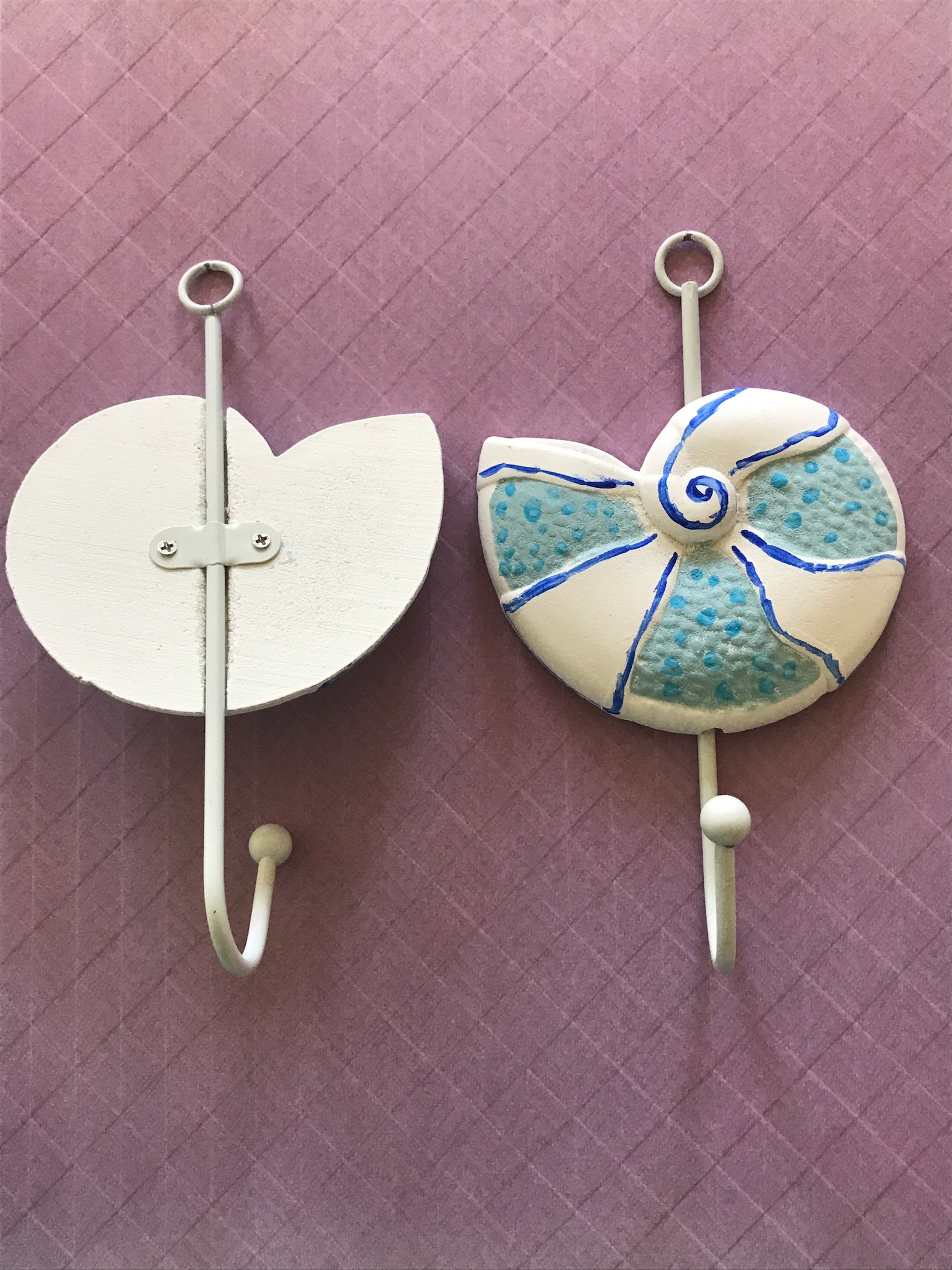 Wall Hooks Coastal Nautical Theme, Starfish Scallop Shell Snail Shell ...