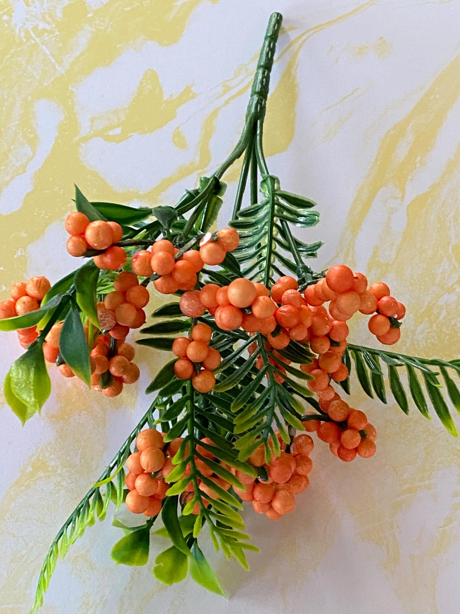 Orange Foam Berries With Greenery, Fake Berries,floral Filler Berry ...