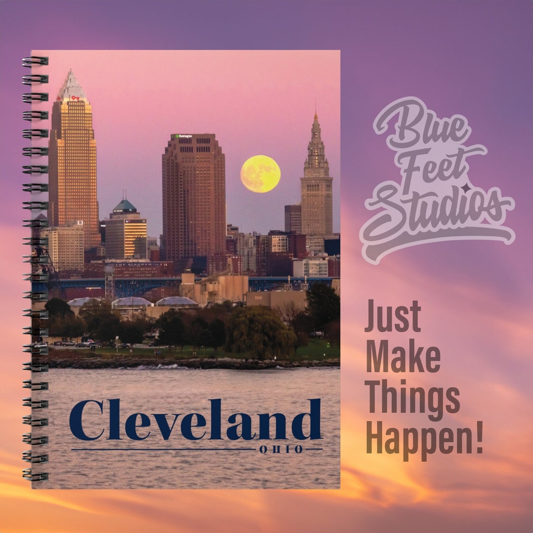 Cleveland, Ohio Moonrise Skyline Spiral Notebook Ruled Line - Etsy