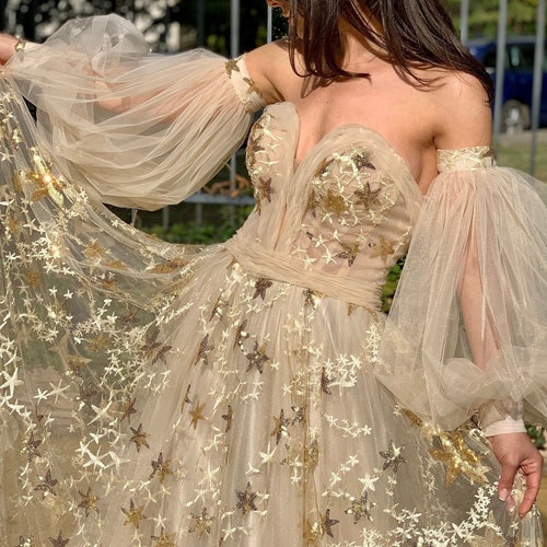 Starlight Unique Celestial Bohemian Dress Stars Moon - Etsy