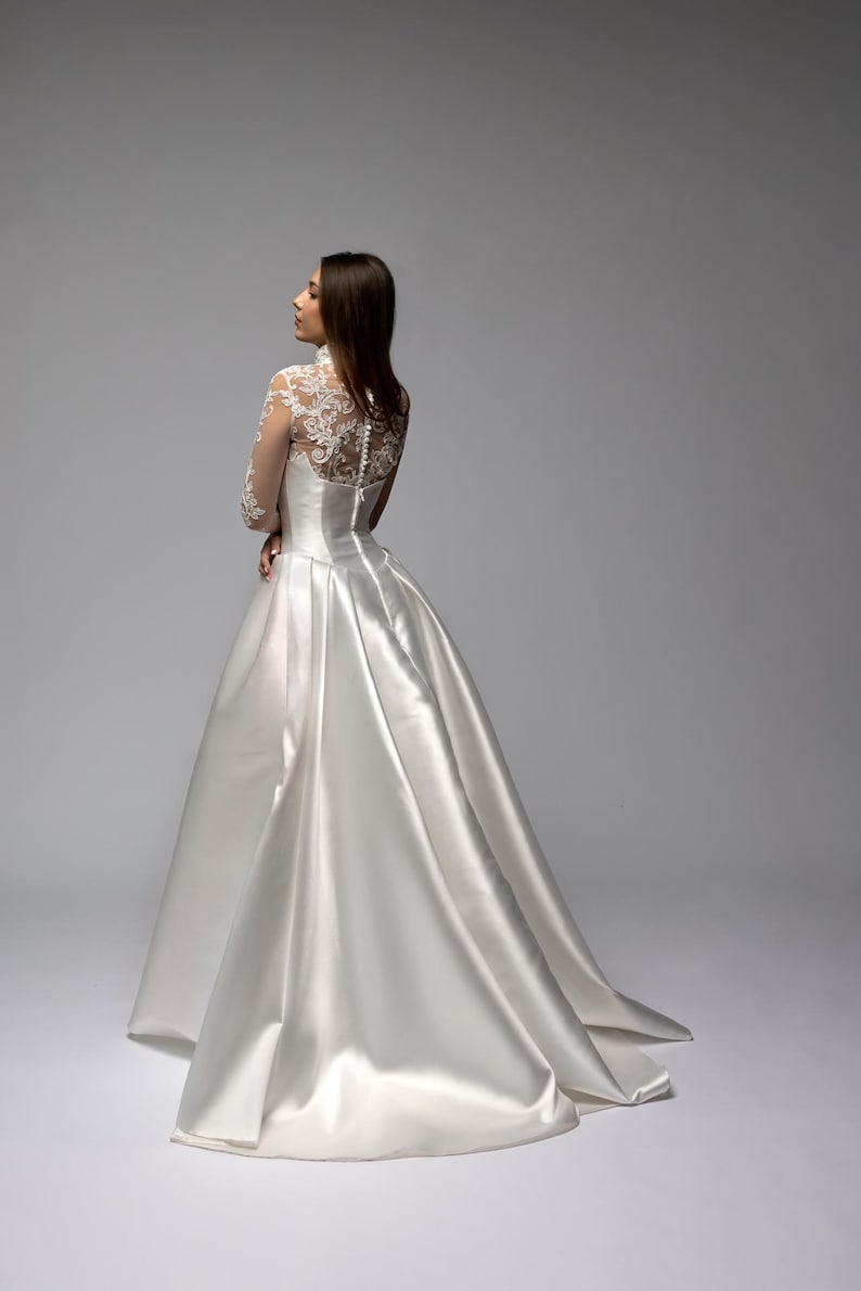 Mikado Basque Waist Ball Gown Wedding Dress Musica - Etsy