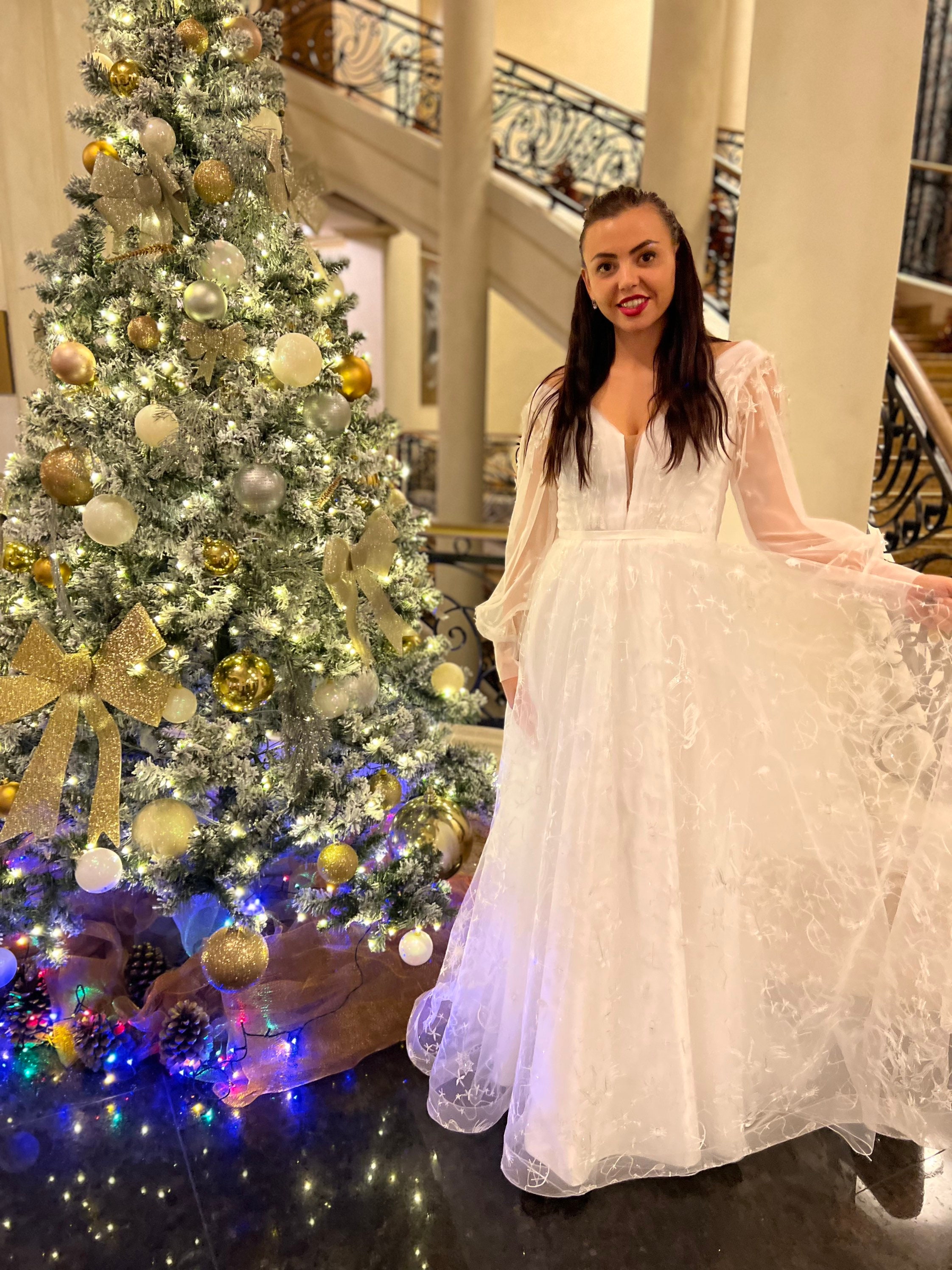 Celestial Wedding Dress With Sleeves Witchy Star Wedding - Etsy