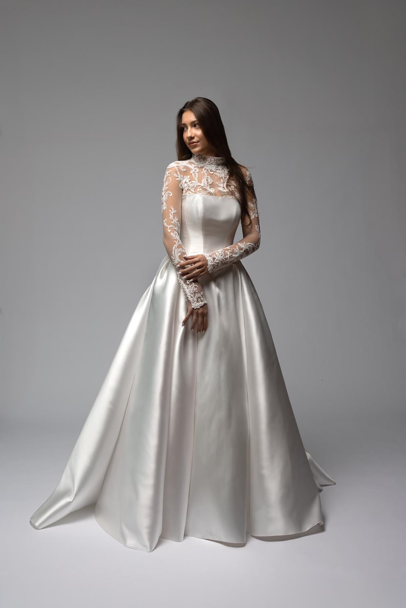 Mikado Basque Waist Ball Gown Wedding Dress Musica - Etsy