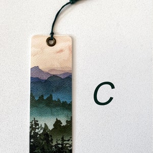 Mountain Bookmarks Handmade Bookmark Laminated With Tassel Watercolor ...