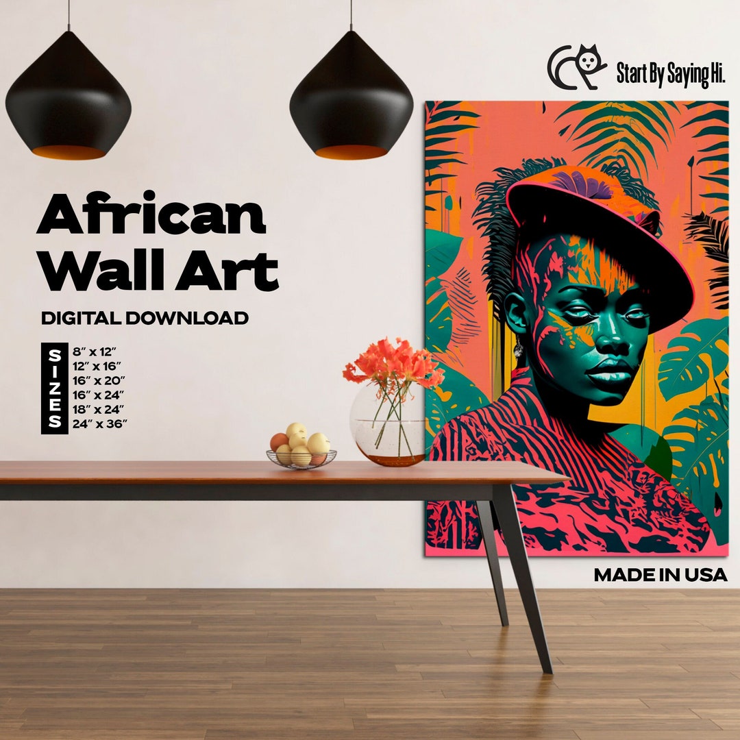 Black Woman Art, African Pop Art, Black Wall Art, African Women Art ...