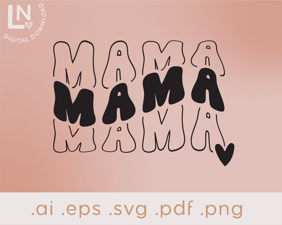 Mama Wave SVG Png | Mama Retro Wave SVG | Mother's Day Svg | Mom With ...