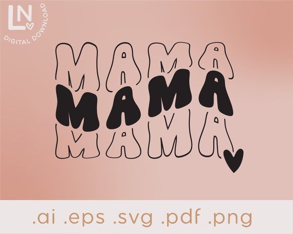 Mama Wave SVG Png Mama Retro Wave SVG Mother's Day Svg | Etsy