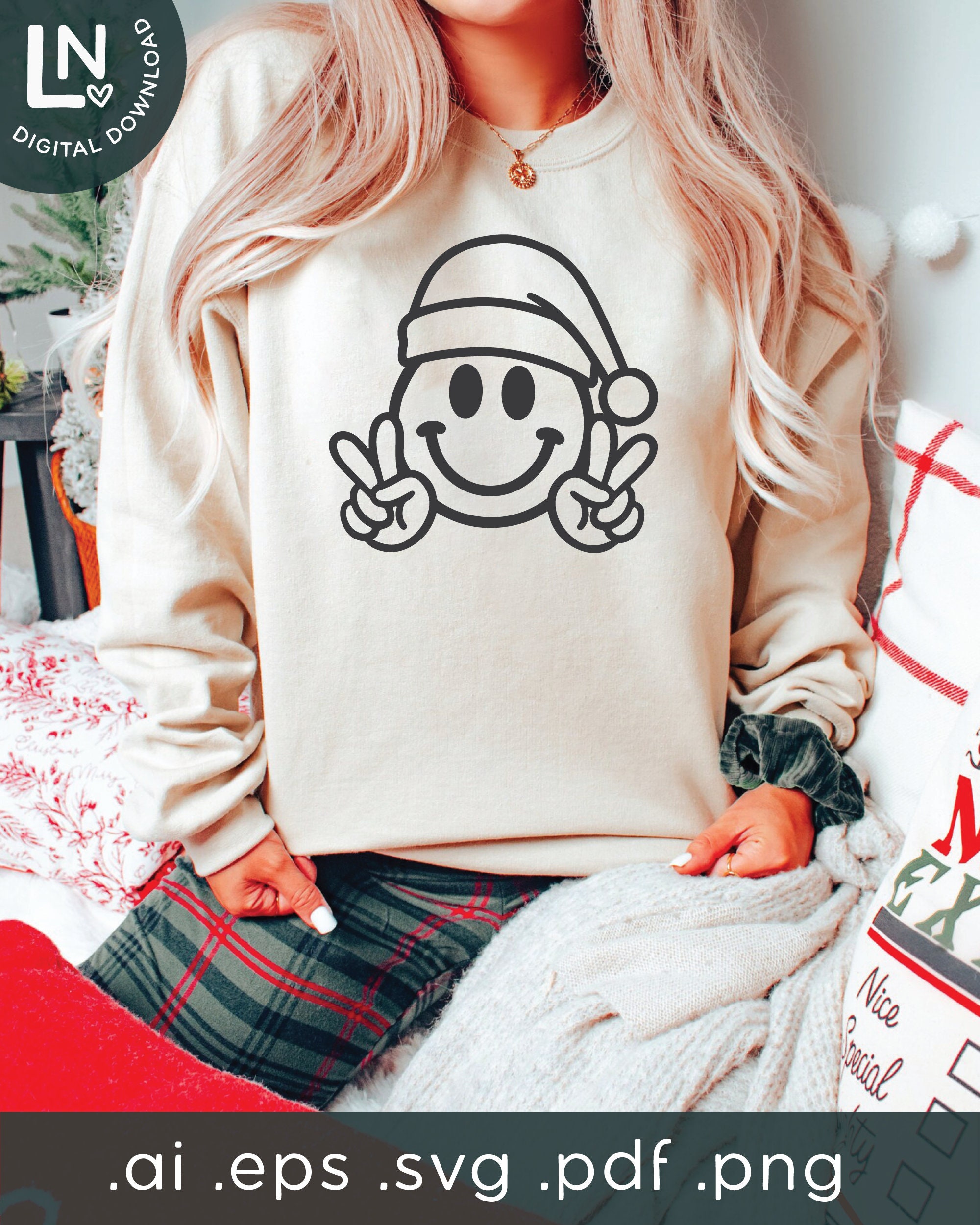 Peace Sign Smiley SVG Santa Peace Sign Svg Png Retro Peace - Etsy