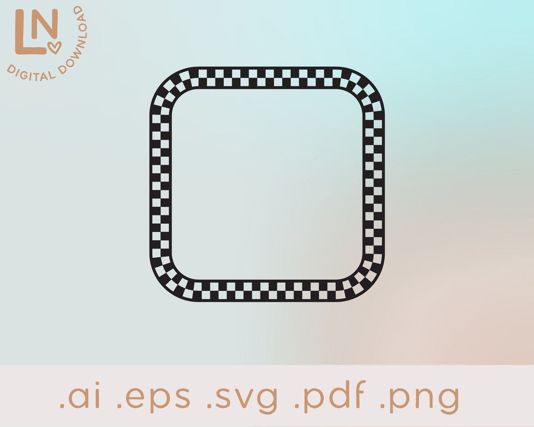 Checkered Square Outline SVG | Retro Checkered Flag Square Svg PNG ...