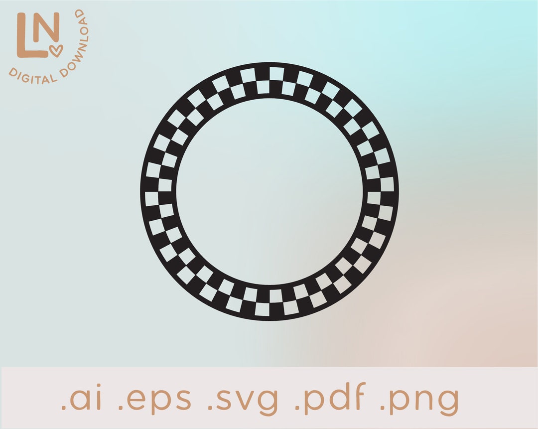 Checkered Circle Outline SVG | Retro Checkered Flag Circle Svg PNG ...