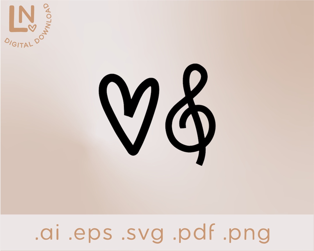 Love Music SVG | Heart Music Symbol SVG | Svg Cut File - Etsy