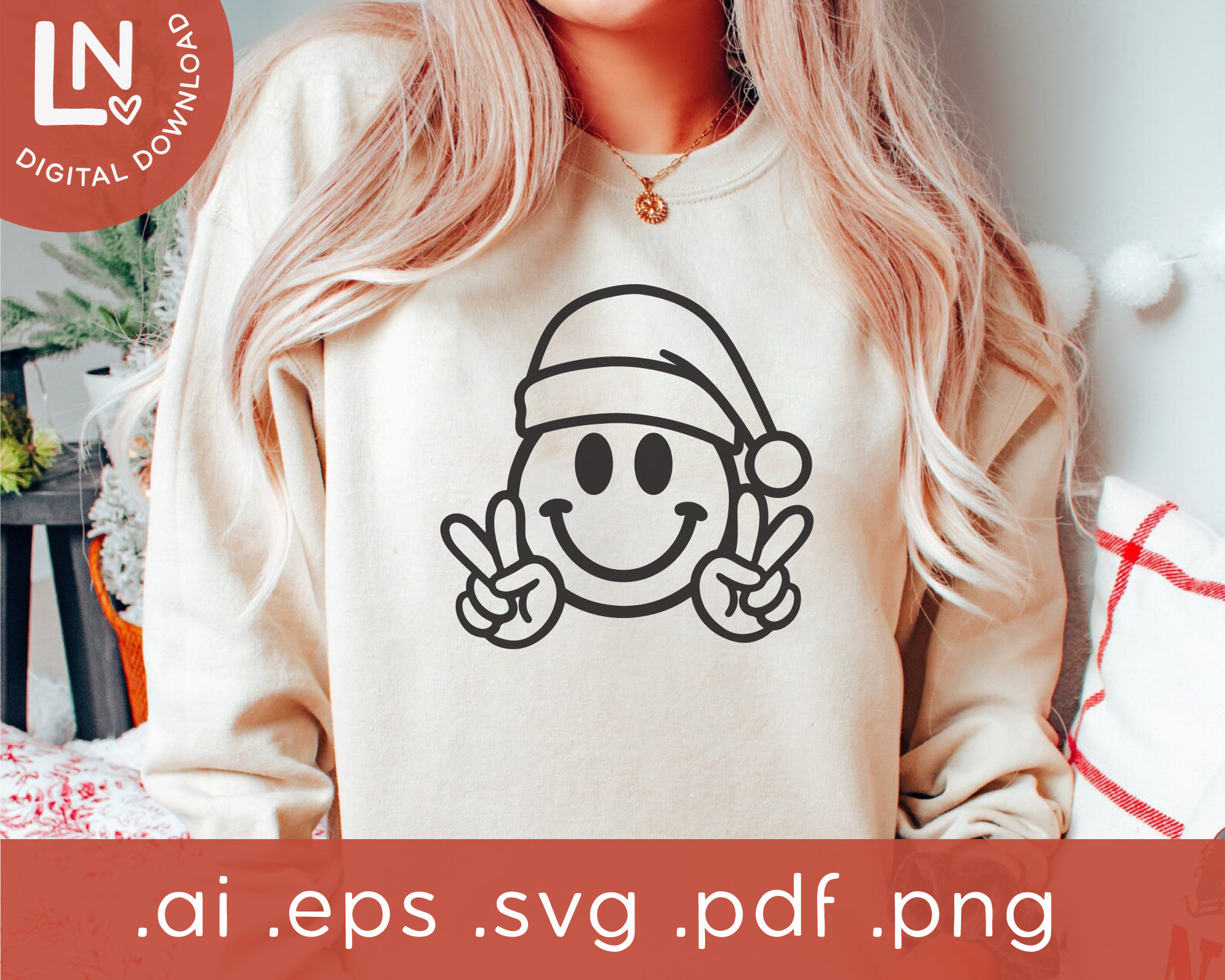 Peace Sign Smiley SVG Santa Peace Sign Svg Png Retro Peace - Etsy