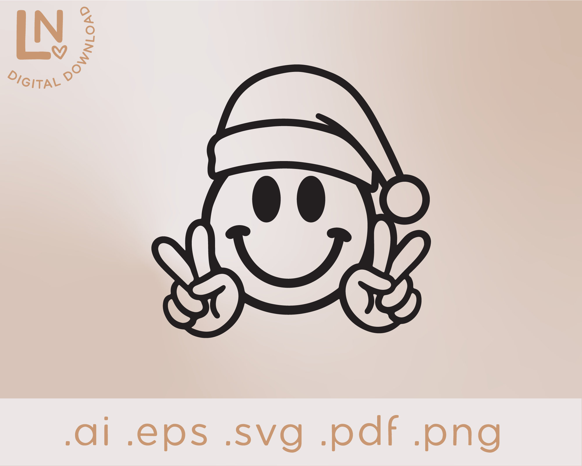 Peace Sign Smiley SVG Santa Peace Sign Svg Png Retro Peace - Etsy