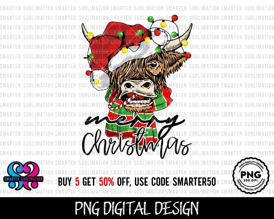 Merry Christmas Heifer PNG , Christmas Highland Cow Png , Country ...