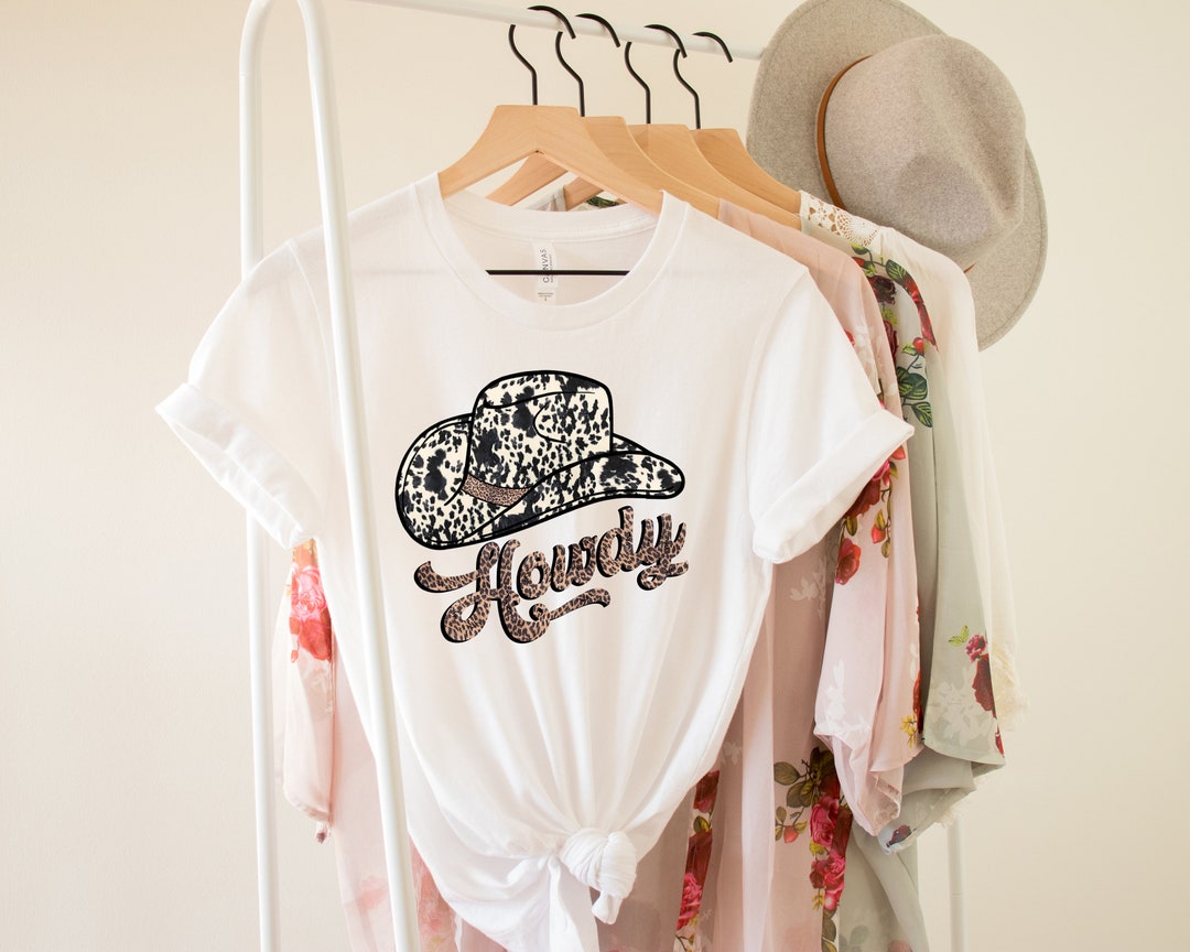 Cow Print Howdy Shirt Cow Print Graphic Tee Country Tshirt Western ...