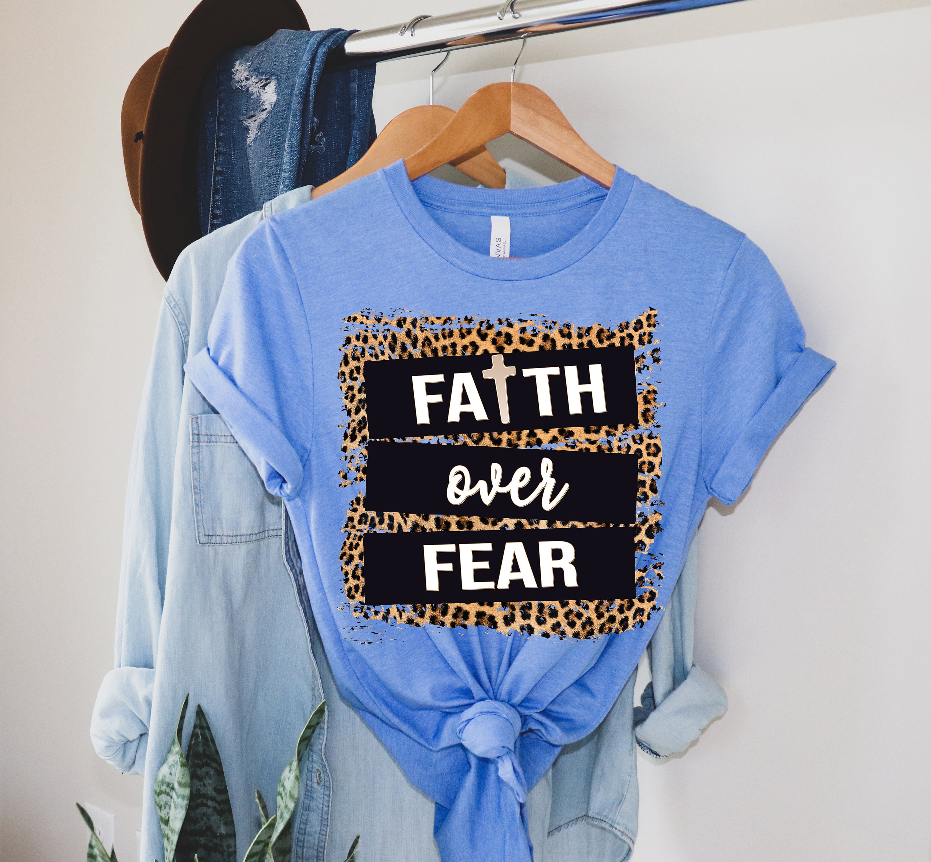 Faith Over Fear Shirt Leopard Print Christian T Shirts Etsy