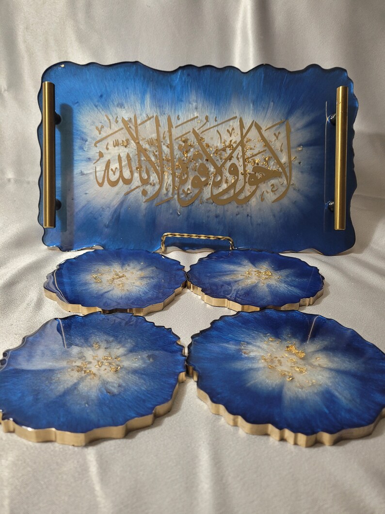 Custom Arabic Calligraphy Coasters and Tray Resin Set - Etsy