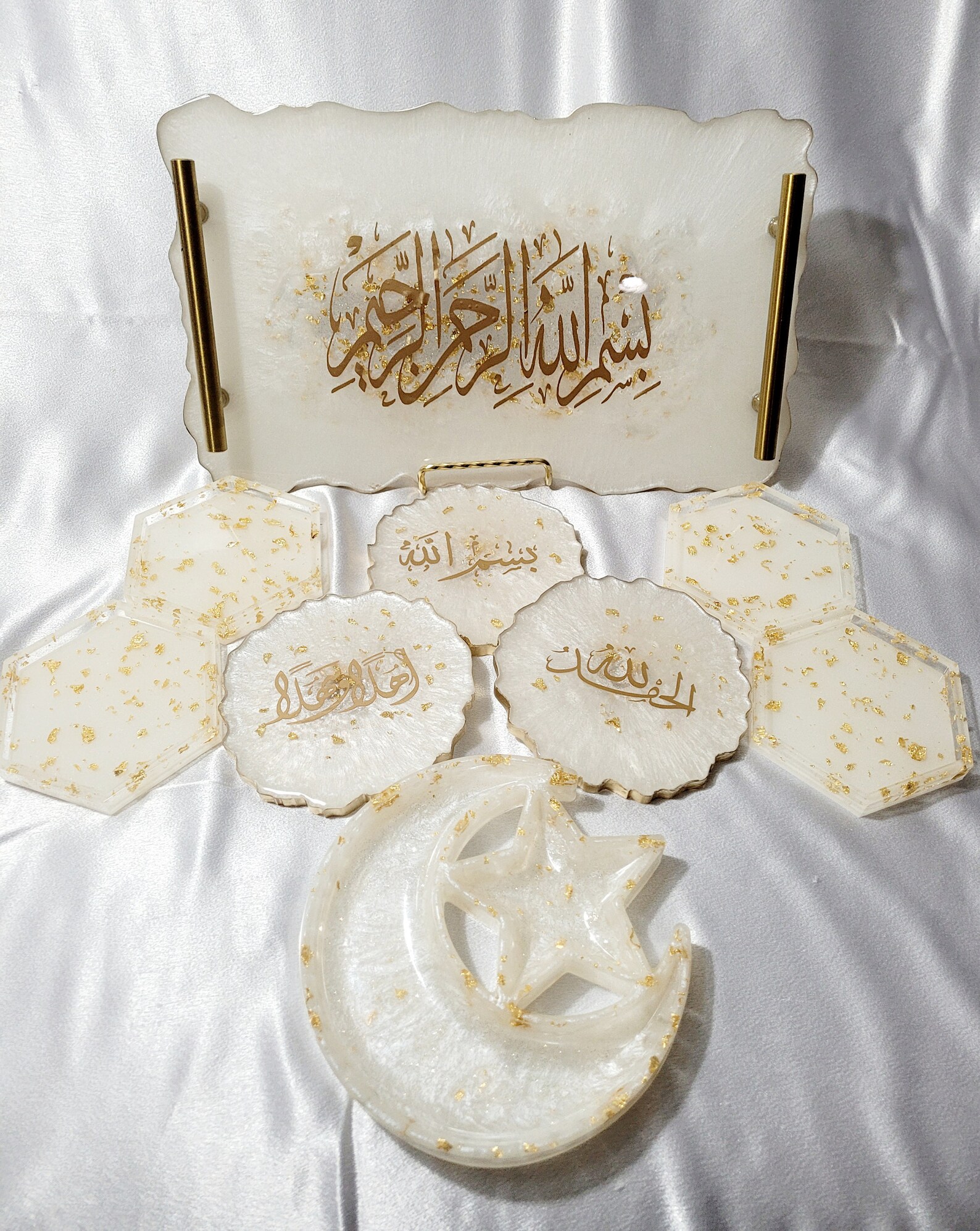 Custom Arabic Calligraphy Coasters and Tray Resin Set | Etsy