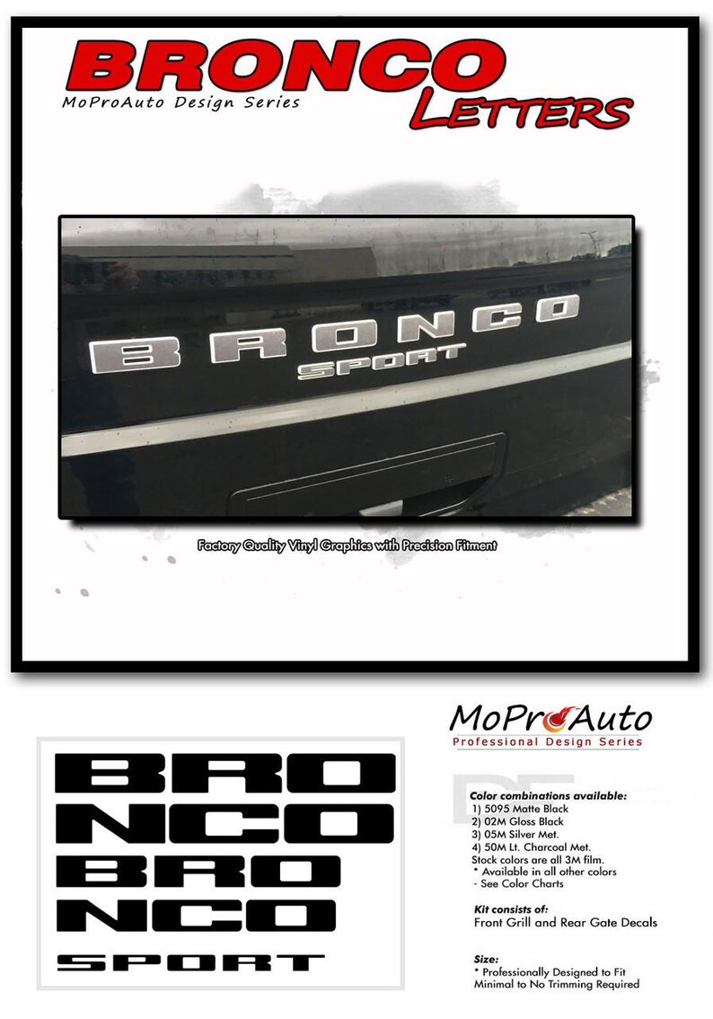 BRONCO SPORT LETTERS : Fits Ford Bronco Sport Front Grill Rear Name ...