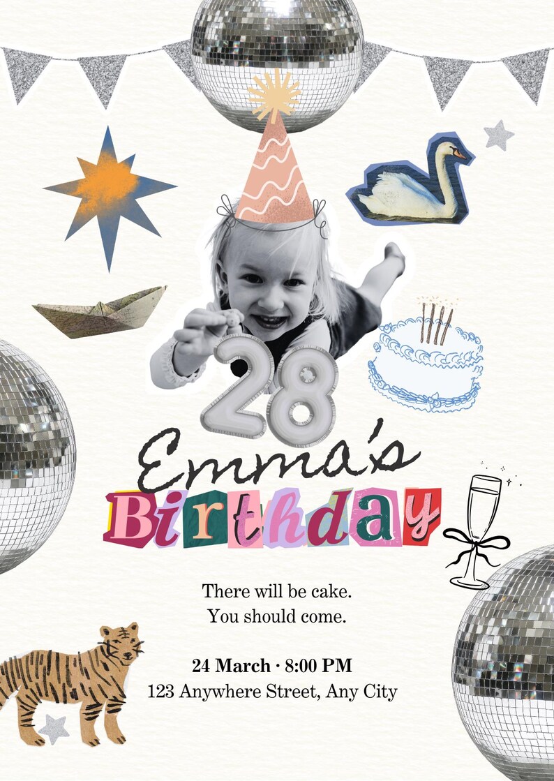 Retro Collage Birthday Invitation Template | DIY Scrapbook Style Canva ...