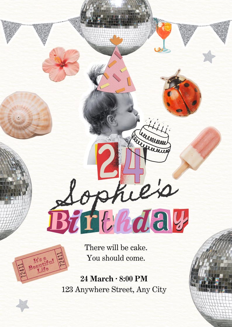 Retro Collage Birthday Invitation Template | DIY Scrapbook Style Canva ...