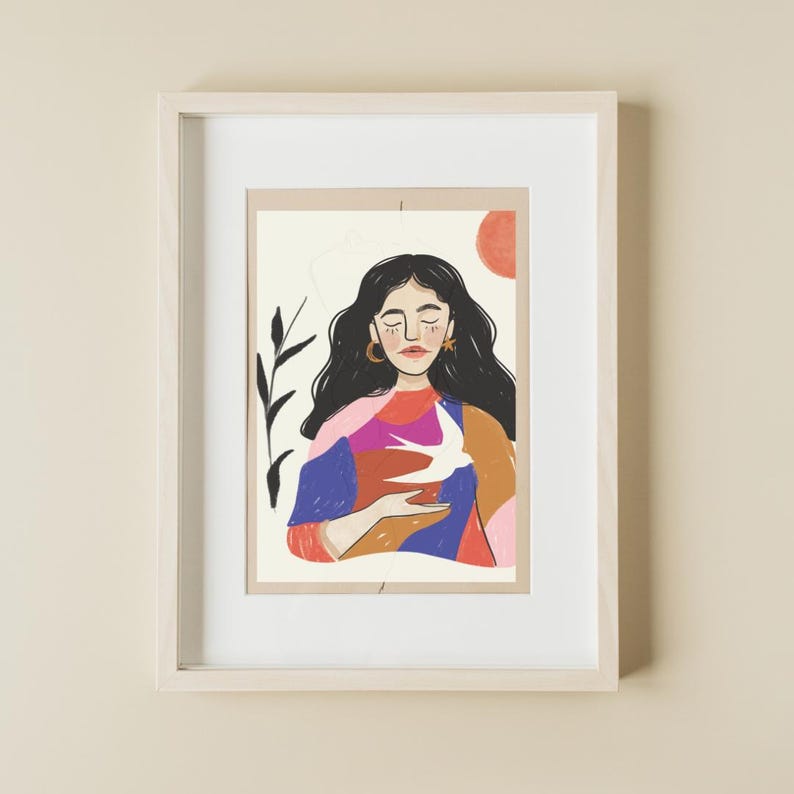 Print Portrait the Heart of Freedom - Colorful Woman Portrait About ...