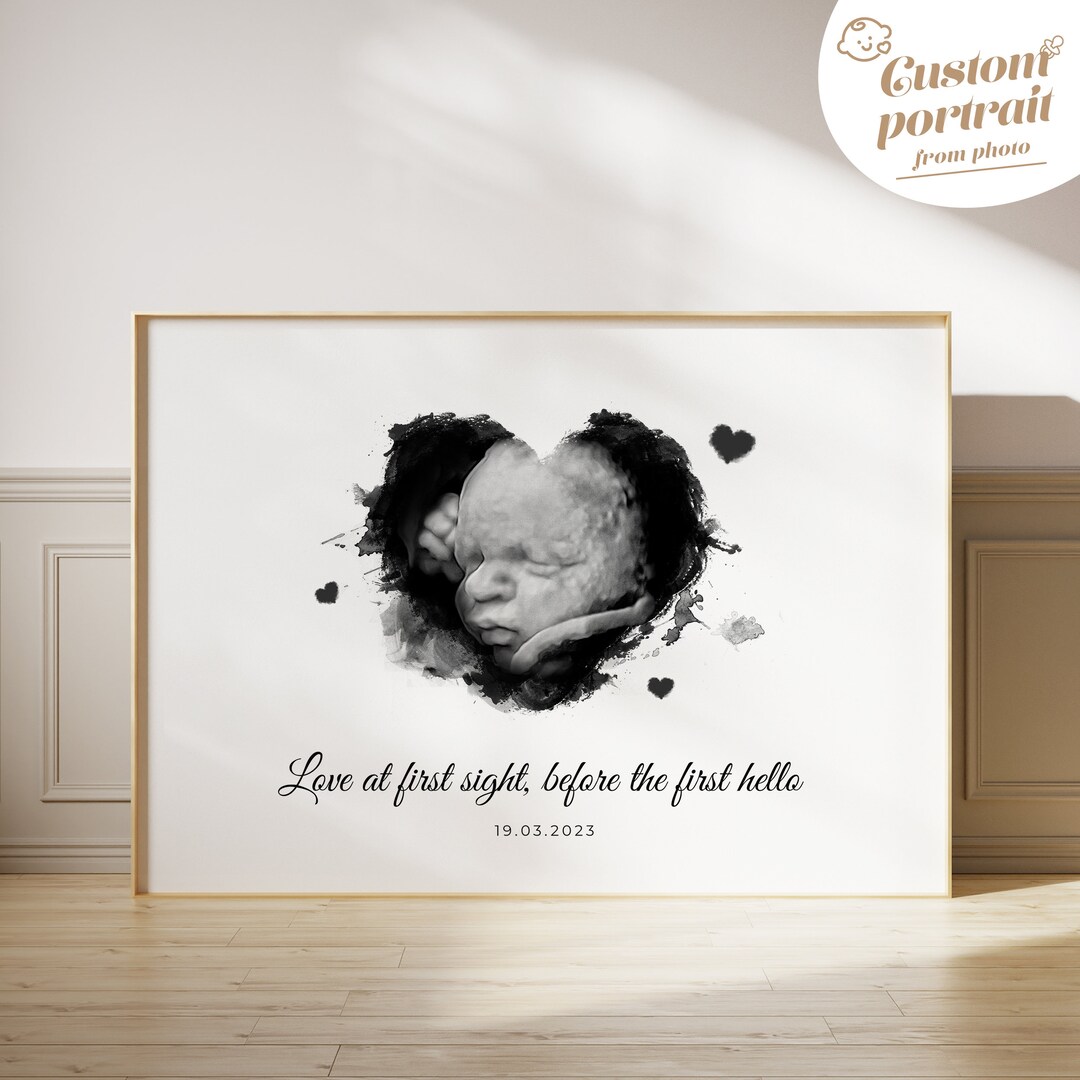 Watercolor 3D Ultrasound Art, Baby Keepsake, Sonogram Flowers Print ...