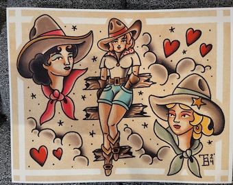 Red Ink Tattoo Flash Sheet | American Traditional Western Flash | Red ...