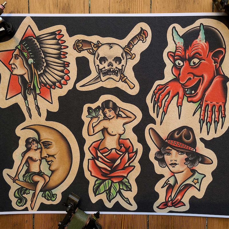 Traditional Tattoo Flash - Etsy