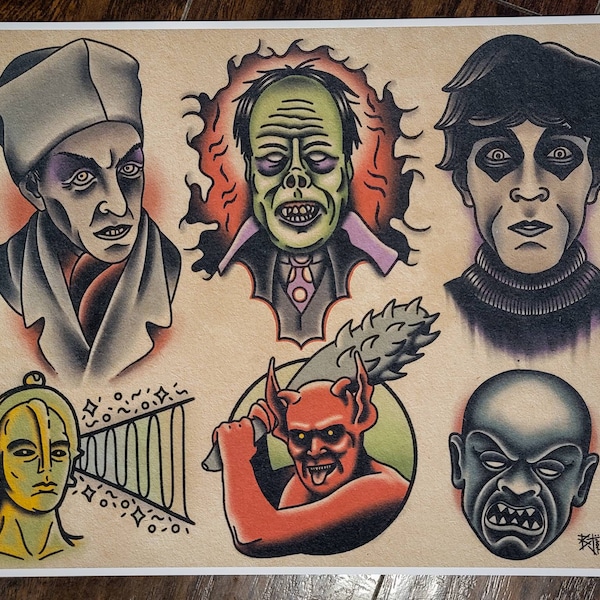 Horror Tattoo Flash Print - Etsy