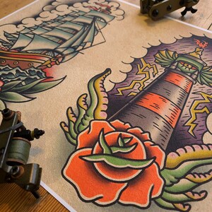 Nautical Tattoo Flash Sheet - Etsy