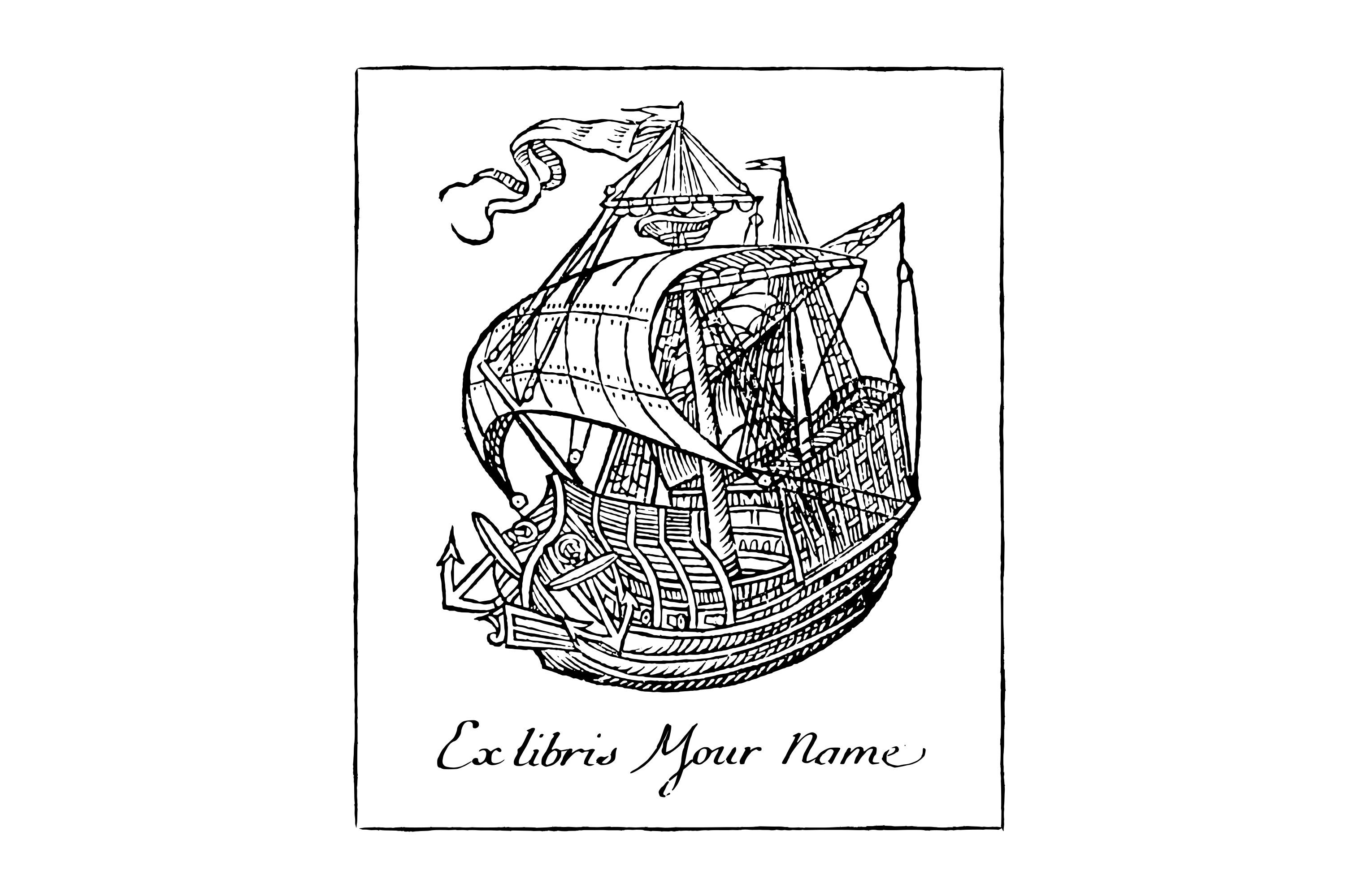 Custom Ship Ex-libris - 1600's & 1700's Engraving Style - Baroque ...