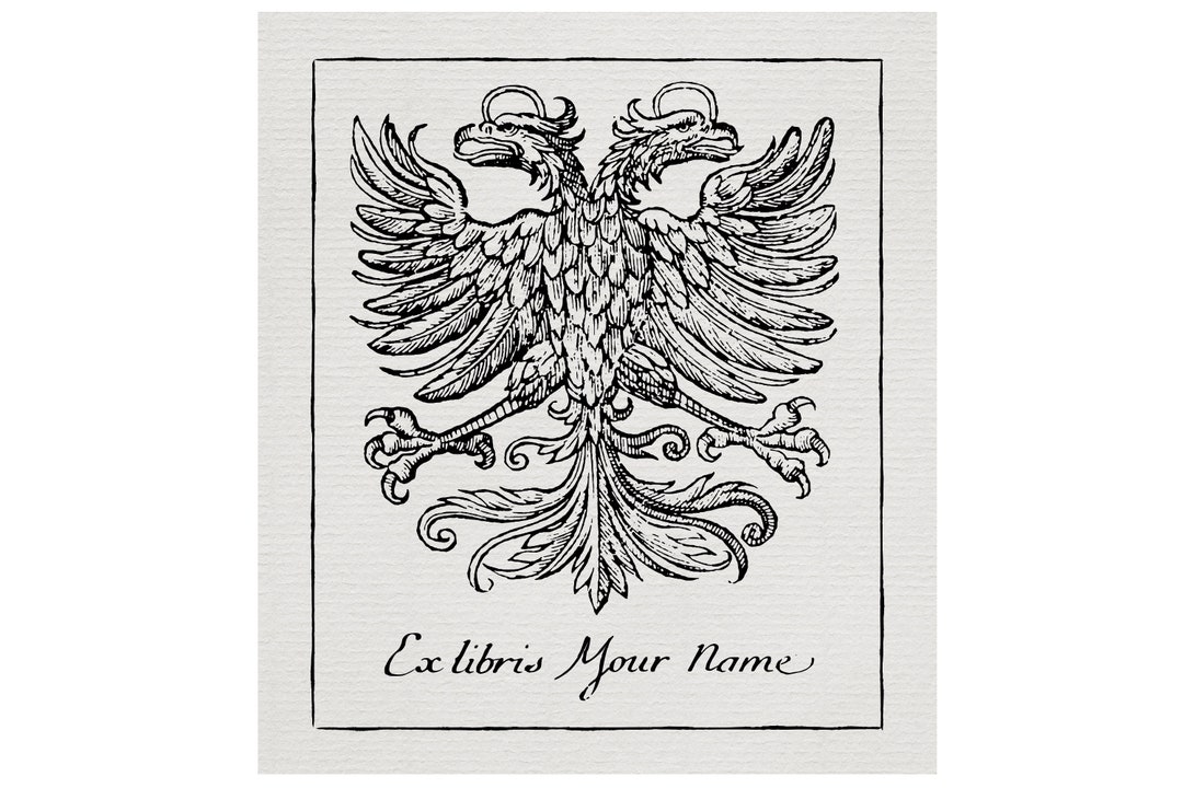 Custom Double-headed Eagle Ex-libris - 1600's & 1700's Engraving Style ...