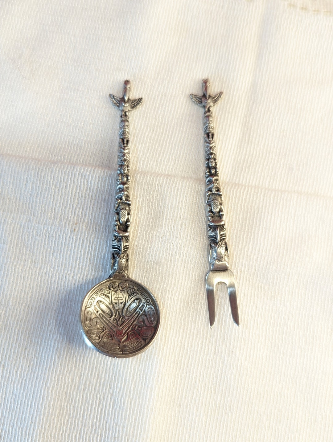 Haida Pewter Pickle Fork and Spoon Souvenir Sollectible Set Canada ...