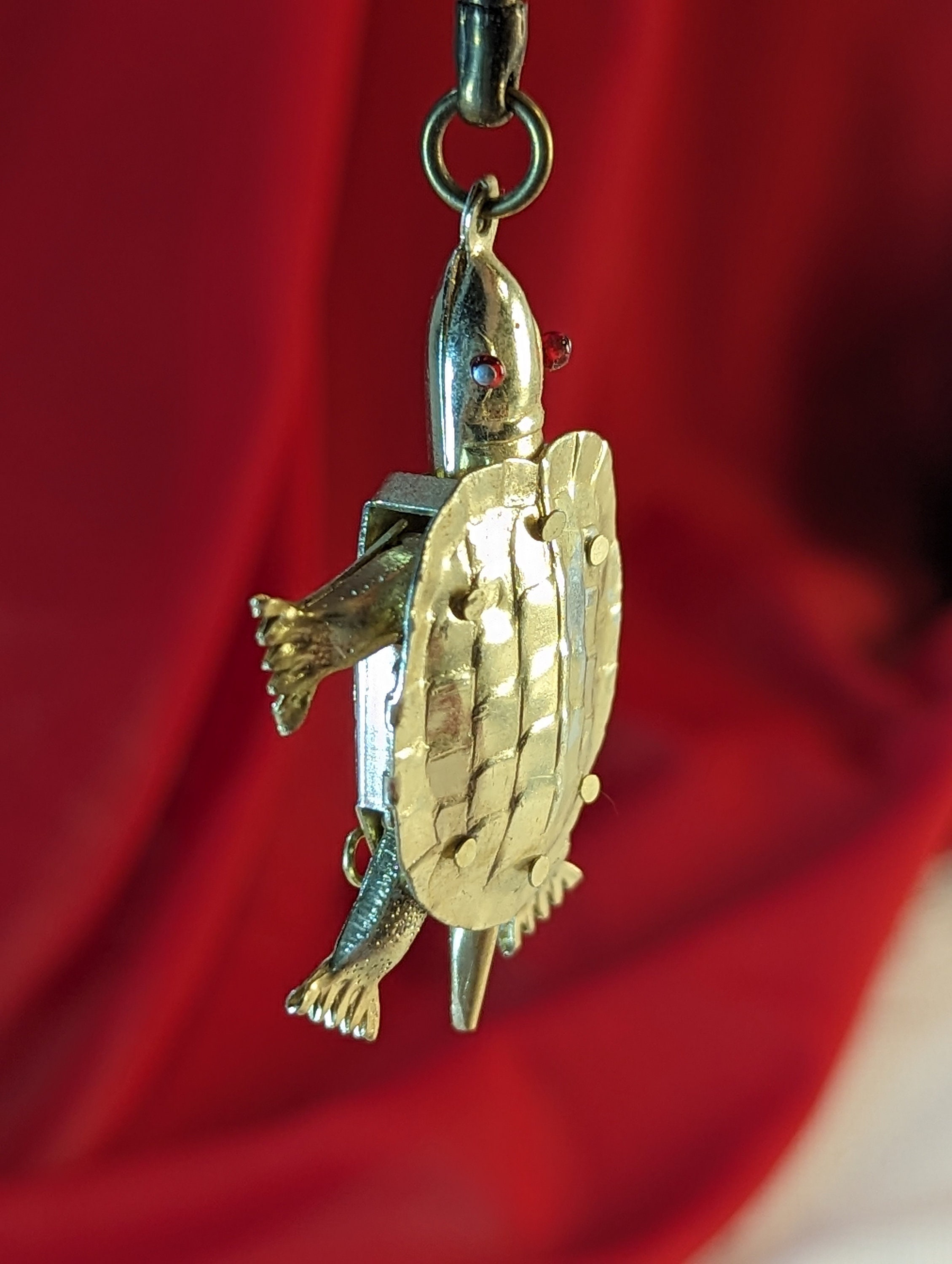 Bright Gold Metal Snapping Turtle Keychain With Articulated - Etsy