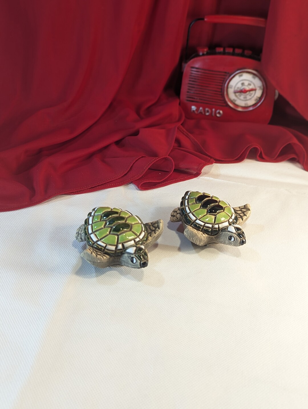 Art Pottery Sea Turtle Figurine Set of Two Hand Built Turtle Tortoise ...