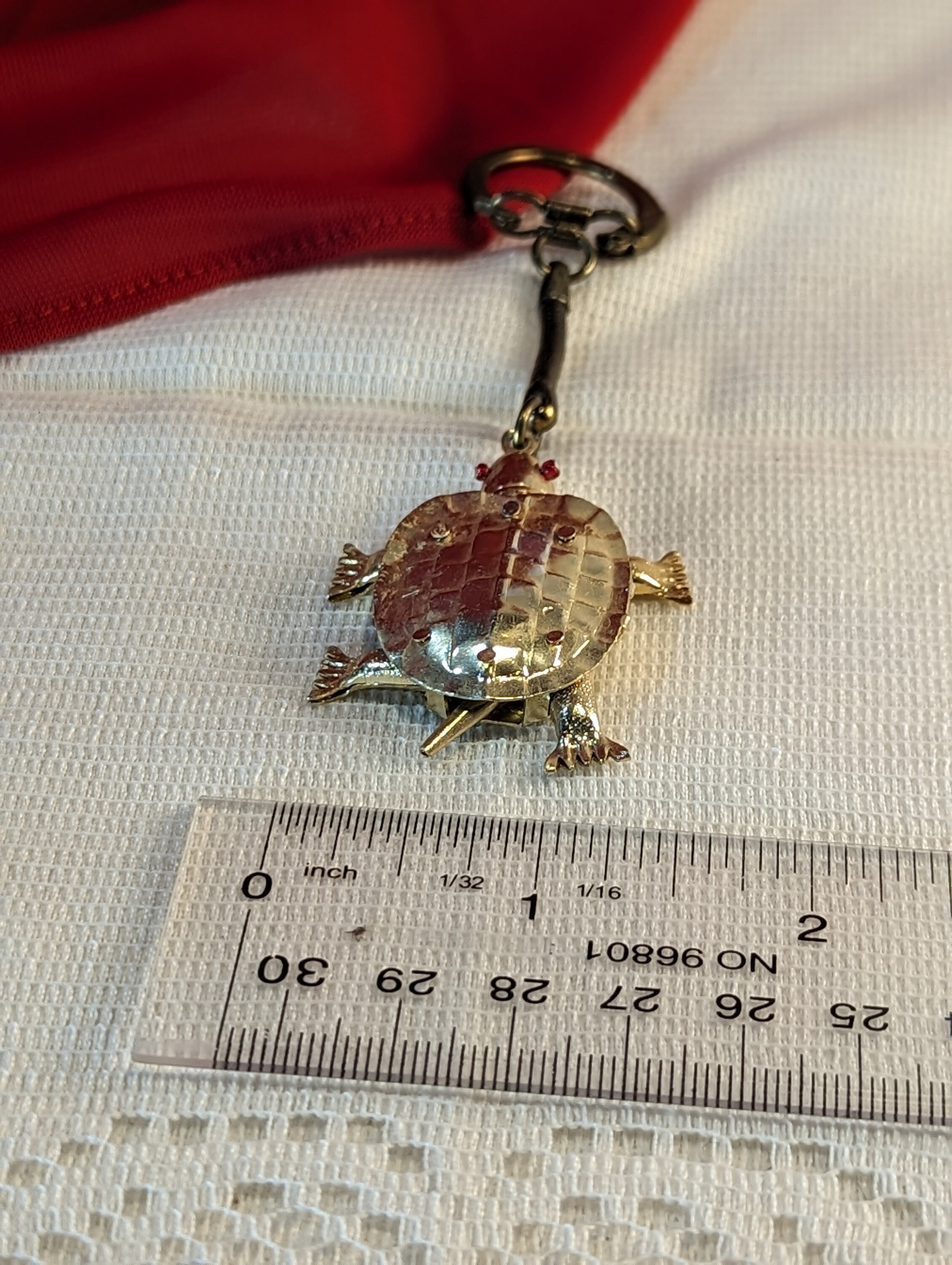 Bright Gold Metal Snapping Turtle Keychain With Articulated - Etsy