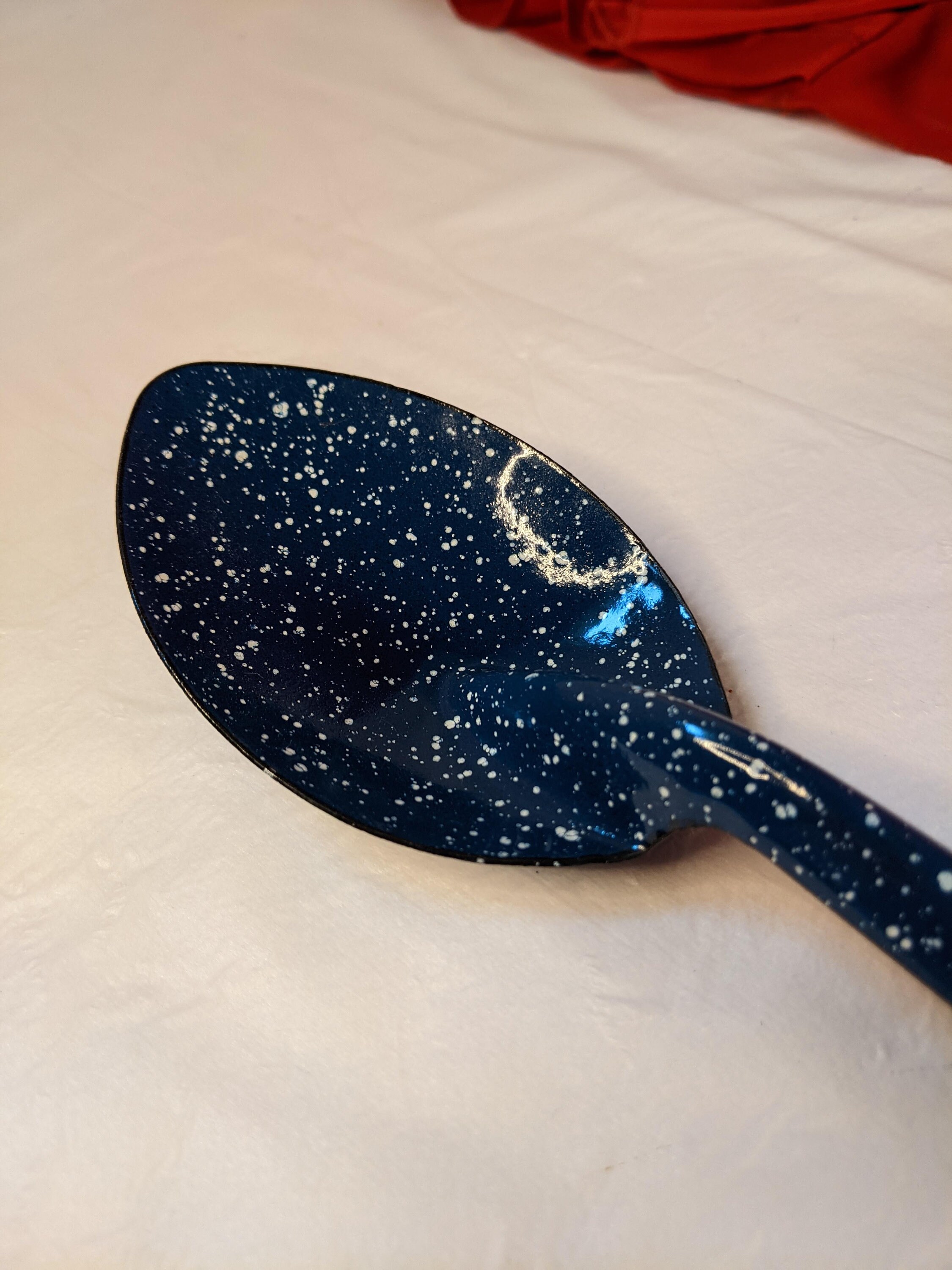 Vintage Enamel Splatterware White on Blue Enamelware Kitchen - Etsy