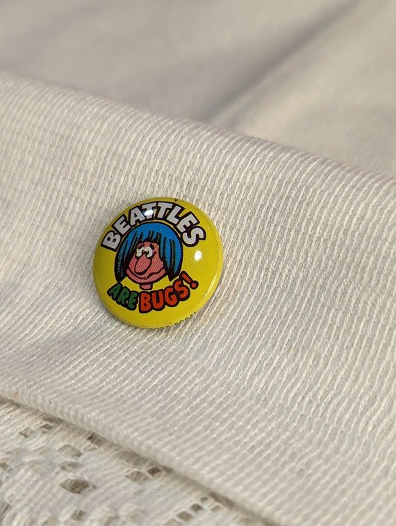 Beatles Are Bugs Vintage Pin Back Button 1960's Creat… - Gem