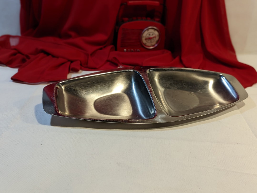 ALESSI Inox Italy Relish Dish Bon Bon Dish Stainless Steel MCM Serving ...